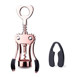 drincarier wine opener, zinc alloy premium wing corkscrew wine bottle opener with multifunctional bottles opener, upgrade (rose gold opener with foil cutter)……