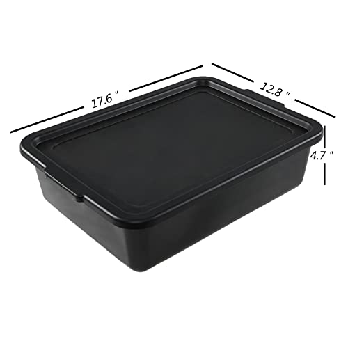 Uumitty 3-Pack Plastic Bus Tub with Lid, 13 L Black Commercial Bus Box with Handle