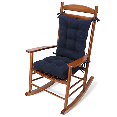 Tromlycs Indoor Rocking Chair Cushion for Rocking Chair Pads Back and Seat Sets with Ties 2 Piece Navy Blue