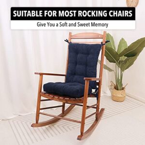 Tromlycs Indoor Rocking Chair Cushion for Rocking Chair Pads Back and Seat Sets with Ties 2 Piece Navy Blue