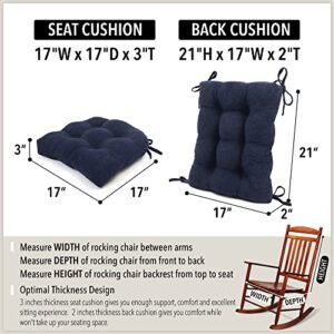 Tromlycs Indoor Rocking Chair Cushion for Rocking Chair Pads Back and Seat Sets with Ties 2 Piece Navy Blue