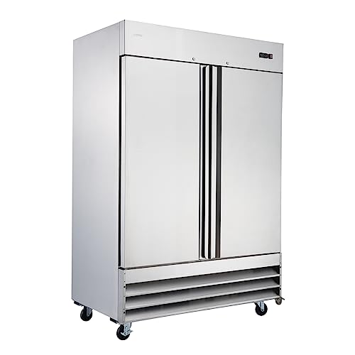 Smad 47 Cu. Ft. Commercial Freezer, 2 Solid Door Upright Reach In Freezer with Removeble Shelves and Inner Lighting for Restaurant, Bar, Shop, etc