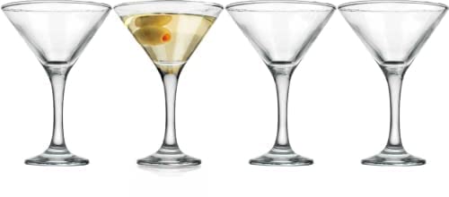 Glaver's Martini Glasses Set of 4 Cocktail Glasses, 6 Ounce Strong Lead-Free Glass, Stemmed Margarita, Martini Glasses, For Bar, Martini, Gimlet, Bar, Wine And More Dishwasher Safe