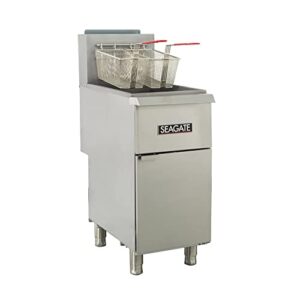 seagate, sgf-40/50lp, commercial restaurant gas fryer, stainless steel, propane (lp) gas, 45 to 50-lb., 4-burner, 120,000 btu, 400° temp limit