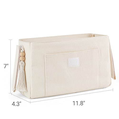 Mkono Stroller Organizer Accessories Baby Stroller Caddy Baby Diaper Cup Essentials Storage Adjustable Straps to Fit Most Stroller Rods and Handles, Ivory