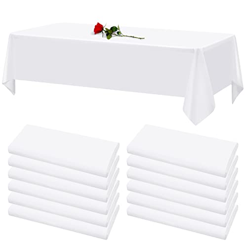 12 Pack White Tablecloths for Rectangle Tables Stain and Wrinkle Resistant Washable Polyester Tablecloth 60 x 102 Inch Table Cloth Rectangle Table 6 Foot Rectangle Table Cloth for Wedding Party