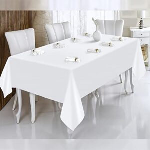 12 Pack White Tablecloths for Rectangle Tables Stain and Wrinkle Resistant Washable Polyester Tablecloth 60 x 102 Inch Table Cloth Rectangle Table 6 Foot Rectangle Table Cloth for Wedding Party