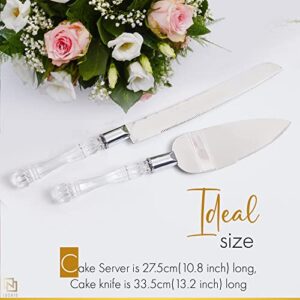 LUSHIG Cake Knife and Server Set | Acrylic Faux Crystal Handles & Premium 420 Stainless Steel Blades | Cake Cutting Set for Wedding Cake, Birthdays, Anniversaries, Parties