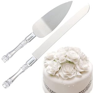 LUSHIG Cake Knife and Server Set | Acrylic Faux Crystal Handles & Premium 420 Stainless Steel Blades | Cake Cutting Set for Wedding Cake, Birthdays, Anniversaries, Parties