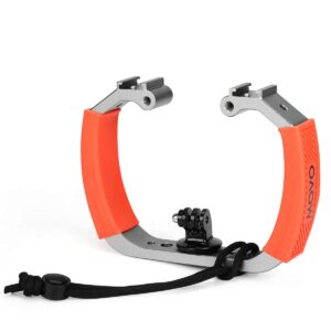 Movo GB-U70T Underwater Diving Rig for GoPro Hero with Cold Shoe Mounts, Wrist Strap - Works with HERO6, HERO7, HERO8, HERO9, HERO10, HERO11, and Osmo Action Cam - Scuba GoPro Accessory (Tangerine)