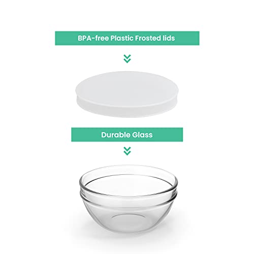 SQARR Small Glass Bowls with Lids - Perfect Prep Bowls for Kitchen Lovers - Mini Bowls for Candy, Dessert, Nuts, Party, Dips, Condiments, Sauces, Ingredients (Set of 12)