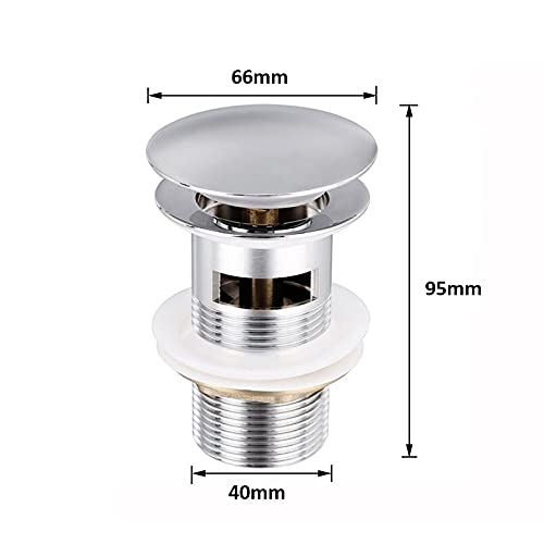 LMMDDP Brass Up Drain With Overflow Bathroom Sink Drain Stopper Polished Chrome Bathroom Drain Bathroom Accessories (Size : Chrome)