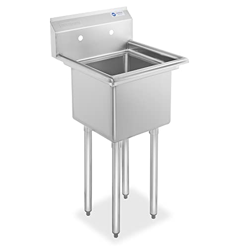 GRIDMANN 18" Wide Stainless Steel Kitchen Prep & Utility Sink, 1 Compartment NSF Commercial Sink with 15" x 15" Bowl for Restaurant, Laundry, Garage