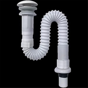 LMMDDP Sink Drain Plug Kitchen Sink Drain Siphon Wash Basin Bounce S Trap Flexible Tubing Drainage Waste Pipe Bathroom Vanity Accessory