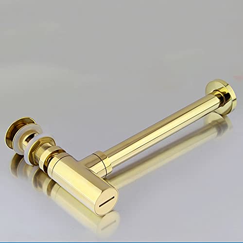 LMMDDP Brass Golden Bottle Tap Basin Waste Drain, Basin Mixer P-Trap Waste Pipe With Up Drain For Bathroom Tool