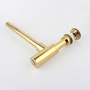 LMMDDP Brass Golden Bottle Tap Basin Waste Drain, Basin Mixer P-Trap Waste Pipe With Up Drain For Bathroom Tool