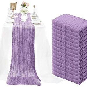 15 Pack Lavender Cheesecloth Table Runner 10Ft Gauze Cheese Cloth 35x120 Inch Boho Table Runner Romantic Table Runner Long Table Cover for Wedding Birthday Party Bridal Shower Reception Table Décor