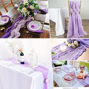 15 Pack Lavender Cheesecloth Table Runner 10Ft Gauze Cheese Cloth 35x120 Inch Boho Table Runner Romantic Table Runner Long Table Cover for Wedding Birthday Party Bridal Shower Reception Table Décor