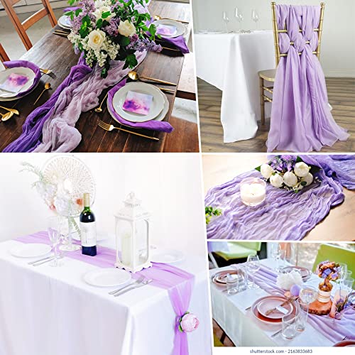 15 Pack Lavender Cheesecloth Table Runner 10Ft Gauze Cheese Cloth 35x120 Inch Boho Table Runner Romantic Table Runner Long Table Cover for Wedding Birthday Party Bridal Shower Reception Table Décor