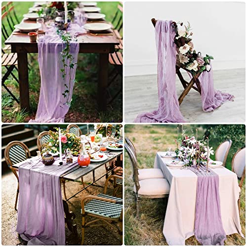 15 Pack Lavender Cheesecloth Table Runner 10Ft Gauze Cheese Cloth 35x120 Inch Boho Table Runner Romantic Table Runner Long Table Cover for Wedding Birthday Party Bridal Shower Reception Table Décor