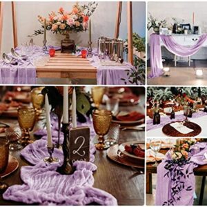 15 Pack Lavender Cheesecloth Table Runner 10Ft Gauze Cheese Cloth 35x120 Inch Boho Table Runner Romantic Table Runner Long Table Cover for Wedding Birthday Party Bridal Shower Reception Table Décor