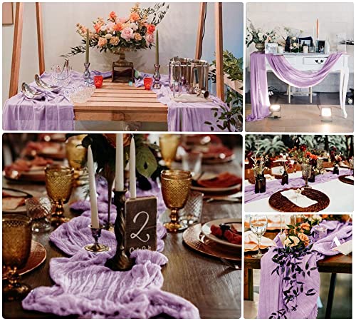 15 Pack Lavender Cheesecloth Table Runner 10Ft Gauze Cheese Cloth 35x120 Inch Boho Table Runner Romantic Table Runner Long Table Cover for Wedding Birthday Party Bridal Shower Reception Table Décor