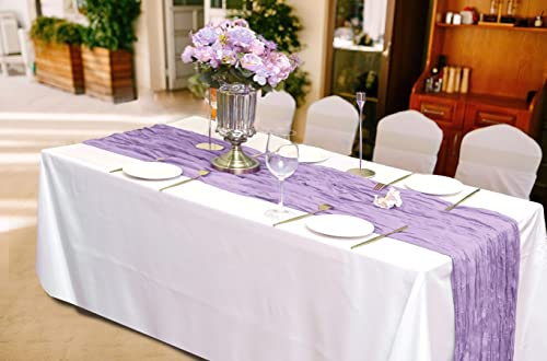 15 Pack Lavender Cheesecloth Table Runner 10Ft Gauze Cheese Cloth 35x120 Inch Boho Table Runner Romantic Table Runner Long Table Cover for Wedding Birthday Party Bridal Shower Reception Table Décor