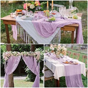 15 Pack Lavender Cheesecloth Table Runner 10Ft Gauze Cheese Cloth 35x120 Inch Boho Table Runner Romantic Table Runner Long Table Cover for Wedding Birthday Party Bridal Shower Reception Table Décor