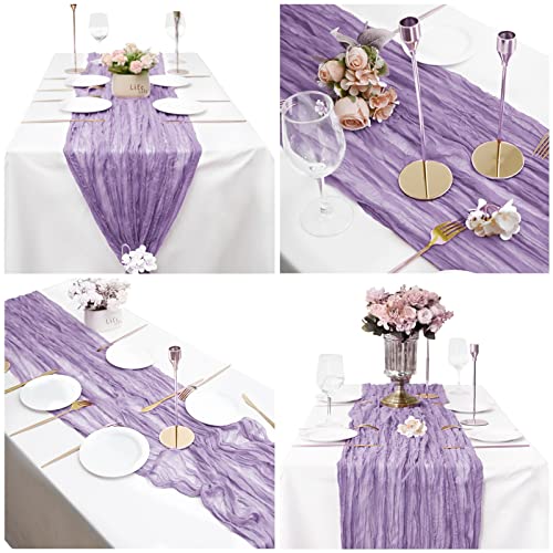 15 Pack Lavender Cheesecloth Table Runner 10Ft Gauze Cheese Cloth 35x120 Inch Boho Table Runner Romantic Table Runner Long Table Cover for Wedding Birthday Party Bridal Shower Reception Table Décor