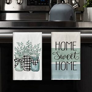 Artoid Mode Plank Vase Eucalyptus Sweet Home Kitchen Towels Dish Towels, 18x26 Inch Seasonal Spring Summer Decoration Hand Towels Set of 2