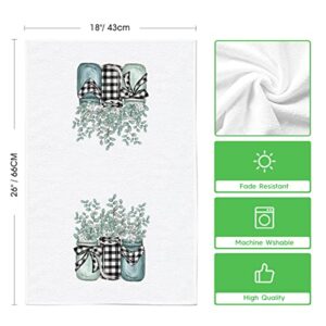 Artoid Mode Plank Vase Eucalyptus Sweet Home Kitchen Towels Dish Towels, 18x26 Inch Seasonal Spring Summer Decoration Hand Towels Set of 2