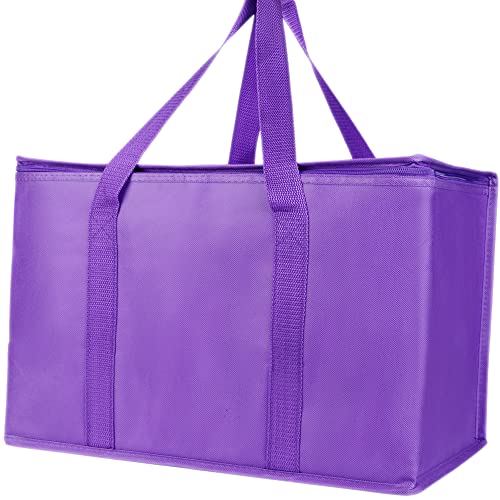 Insulated Reusable Grocery Bag,Insulated Food Delivery Bag, Durable, Heavy Duty, Large Size, Stands Upright, Collapsible, Sturdy Zipper, Reusable and Sustainable Tote Bag, Lightweight Medium Suitable for DIY, Advertising, Promotion, Gift, Activity