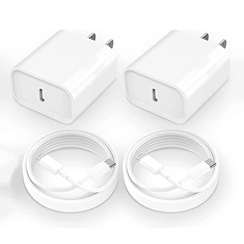 2-Pack iPhone 14 13 12 11 Fast Charger,【Apple MFi Certified】 20W PD USB C Wall Charger with 6Ft Type C to Lightning Cable for iPhone 14 13 12 11 Pro XR XS Max X 8 Plus iPad AirPods