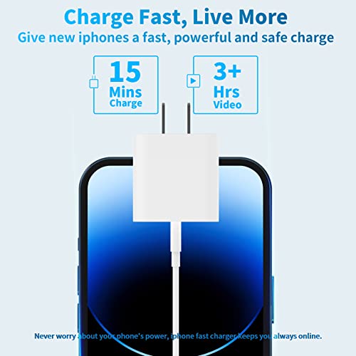 2-Pack iPhone 14 13 12 11 Fast Charger,【Apple MFi Certified】 20W PD USB C Wall Charger with 6Ft Type C to Lightning Cable for iPhone 14 13 12 11 Pro XR XS Max X 8 Plus iPad AirPods