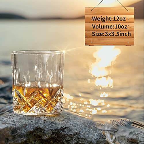 OPAYLY Whiskey Glasses Set of 2, Rocks Glasses, 10 oz Old Fashioned Tumblers for Drinking Scotch Bourbon Whisky Cocktail Cognac Vodka Gin Tequila Rum Liquor Rye Gift for Men Women at Home Bar