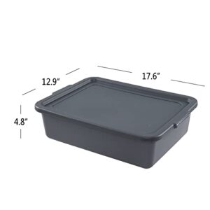 Vcansay 13 L Restaurant Commercial Bus Tubs with Lid, Plastic Storage Utility Bus Tote, 3-Pack