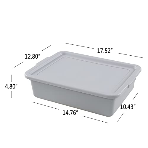 Wekioger 3 Pack Bus Tubs Commercial, 13 L Meat Tubs with Lids, Silver Grey