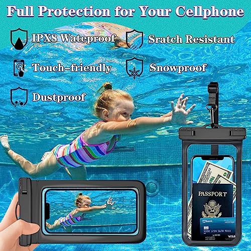 6 Pack Universal Waterproof Phone Pouch, Large Phone Waterproof Case Dry Bag IPX8 Outdoor Sports for Apple iPhone,Samsung,and up to 7.5" (Multicolor 6Pack)