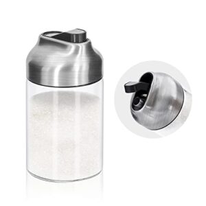 glass sugar dispenser with pour spout by aelga, weighted pourer, for coffee,tea and baking