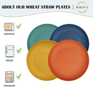 Wrova Wheat Straw Plates - 10 Inch Unbreakable Dinner Plates Set of 8 - Dishwasher & Microwave Safe Plastic Plates Reusable - Lightweight Plates for kitchen,camping (Colorful Series)