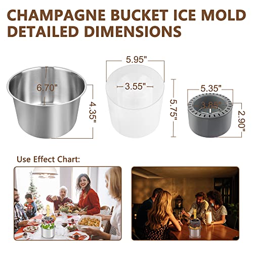 Champagne Ice Bucket, Wine Chiller Ice Mold, Bucket Ice Mold, Diy Kinds of Ice Buckets You Like, Easily Make a Variety of Exquisite Champagne Wine Buckets, Beautiful Decoration to Your Party.