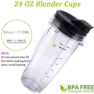 [ New Model] Replacement blender Blade and 24oz cups Accessories, Only Compatible with Nutri Ninja Foodi Power Blender SS150,SS151,SS300, SS350,SS351, SS351TGT, CO351B, SS100, SS101, SS101C, CO101B