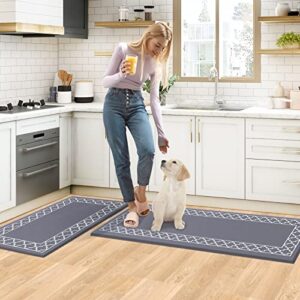 LuxStep Kitchen Mat [2 PCS] Anti-Fatigue Kitchen Rug,Non Slip Kitchen Rugs and Mats Waterproof Memory Foam Kitchen Rug, Standing Desk Mat Floor Mats for House,Sink,Office,Kitchen Grey