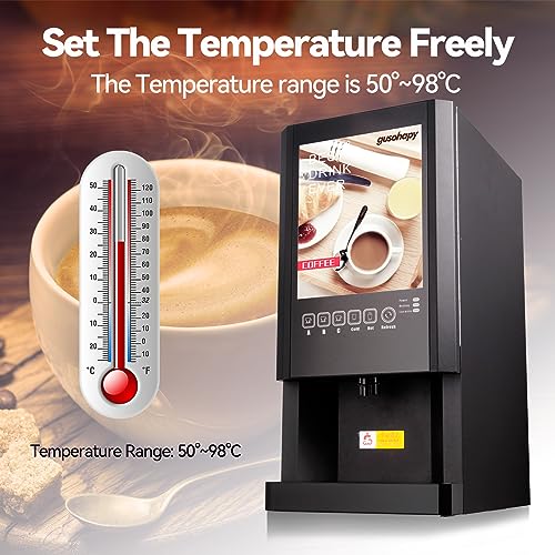 gusohapy 3 Flavors Commercial Instant Coffee Milk Tea Machine Commercial Beverage Dispenser Self Cleaning, Free 3 Bags Of Instant Powder