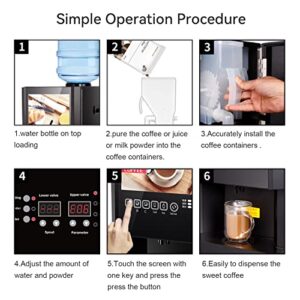 gusohapy 3 Flavors Commercial Instant Coffee Milk Tea Machine Commercial Beverage Dispenser Self Cleaning, Free 3 Bags Of Instant Powder