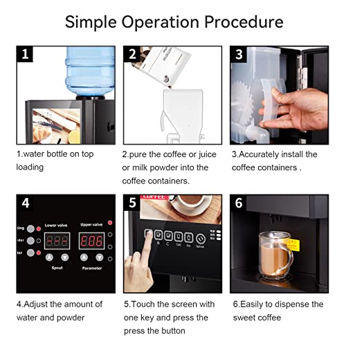 gusohapy 3 Flavors Commercial Instant Coffee Milk Tea Machine Commercial Beverage Dispenser Self Cleaning, Free 3 Bags Of Instant Powder