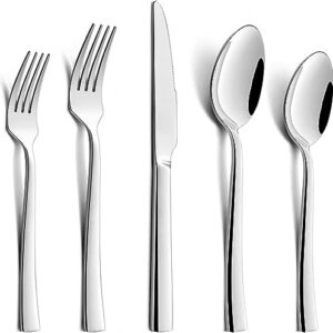 60-Piece Silverware Set, Stainless Steel Flatware Set for 12, Food-Grade Tableware Cutlery Set, Utensil Sets for Home Restaurant, Mirror Finish, Dishwasher Safe