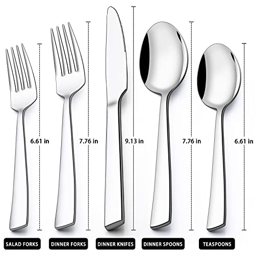 60-Piece Silverware Set, Stainless Steel Flatware Set for 12, Food-Grade Tableware Cutlery Set, Utensil Sets for Home Restaurant, Mirror Finish, Dishwasher Safe