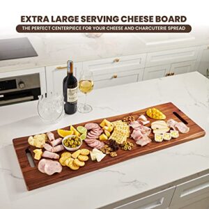 Tidita 36" Large Charcuterie Board with handles - Extra Long Wooden Serving Cheese Boards - Serving Platter for Meat, Party Appetizers, Outdoor & Fruits Display (Acacia Wood)