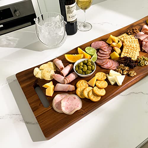 Tidita 36" Large Charcuterie Board with handles - Extra Long Wooden Serving Cheese Boards - Serving Platter for Meat, Party Appetizers, Outdoor & Fruits Display (Acacia Wood)